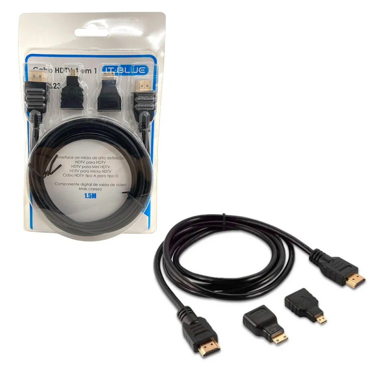 KIT CABO HDMI 4 EM 1 - IT-BLUE - LE-6623